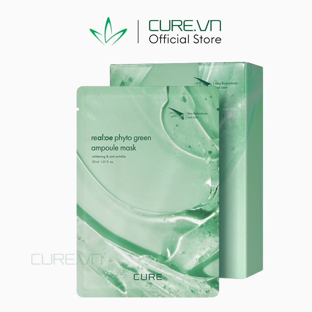 Mặt nạ thạch nha đam Cure Real: OE Phyto Green Ampoule Mask dưỡng trắng ...
