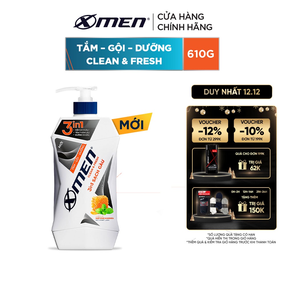 [MỚI] Tắm Gội Dưỡng Xmen Clean & Fresh 3in1 Sạch Gàu 610g | Shopee Việt Nam