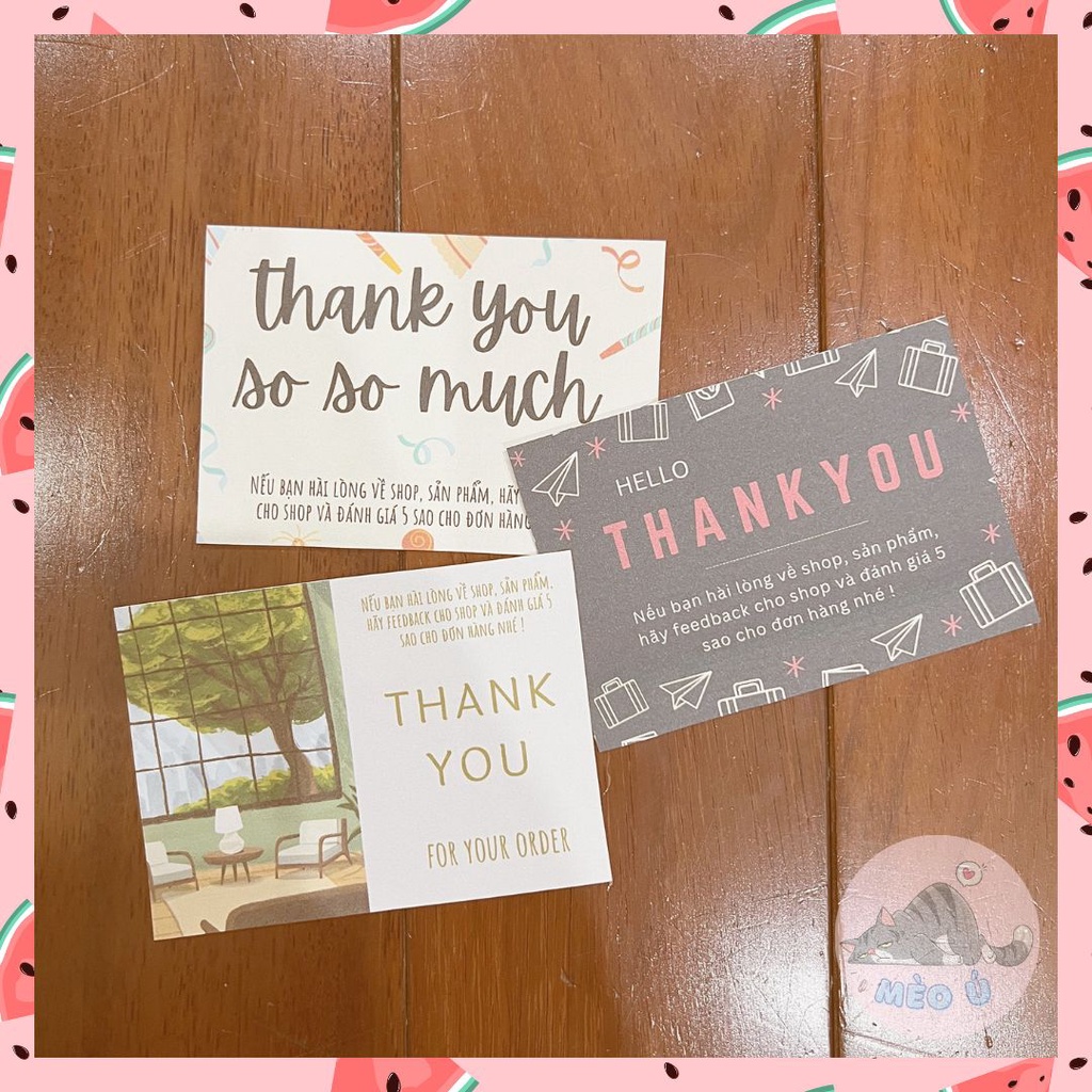 Combo 100 thiệp cảm ơn 1 mặt, card thank you cho shop tặng khách hàng ...