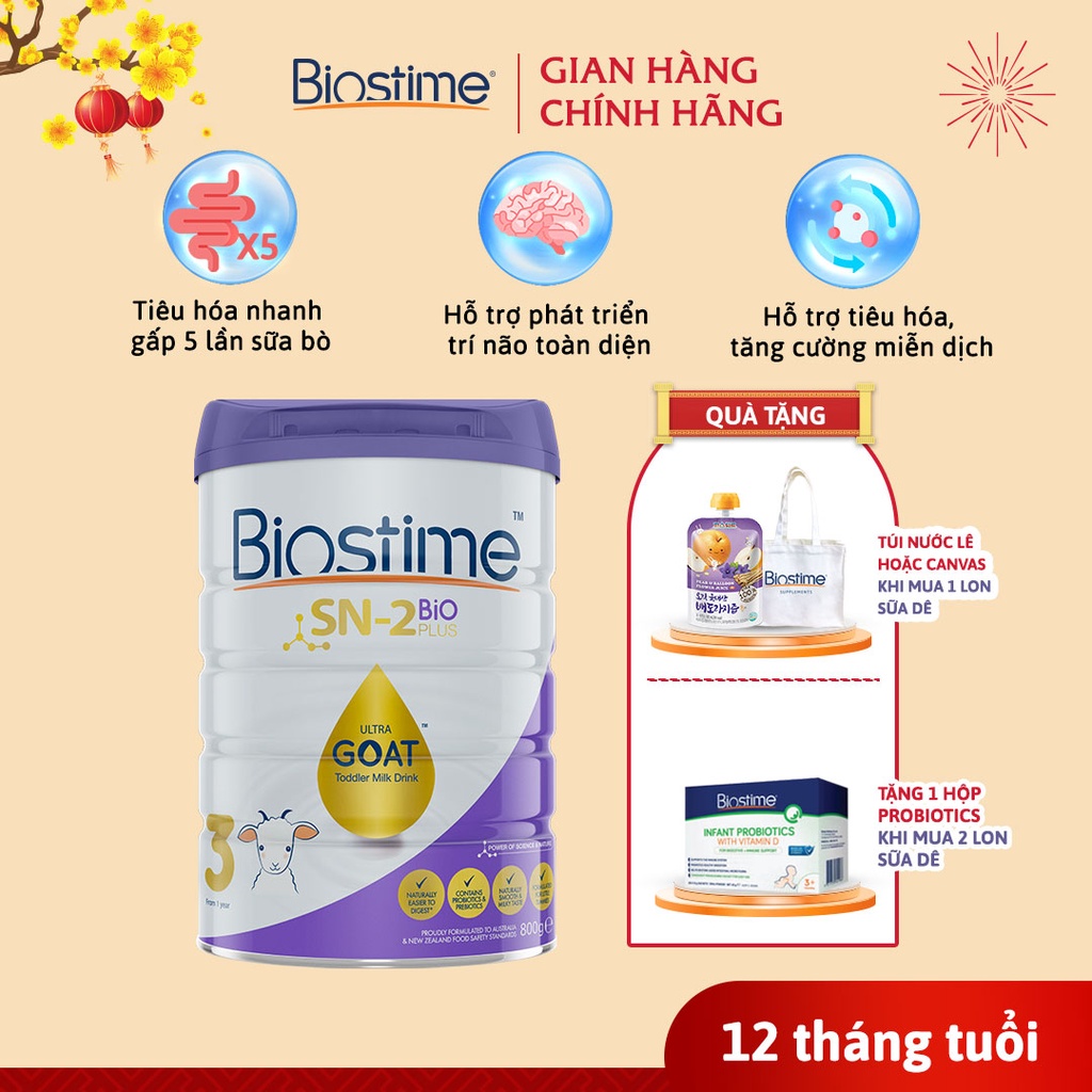 Sữa Dê Biostime Sn2 Bio Plus Ultra Goat số 3, cải thiện tiêu hóa tăng ...
