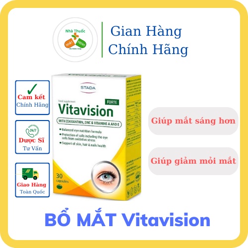 [Chính Hãng] Viên Uống Sáng Mắt Vitavision STADA Forte Hộp 30 viên ngày ...