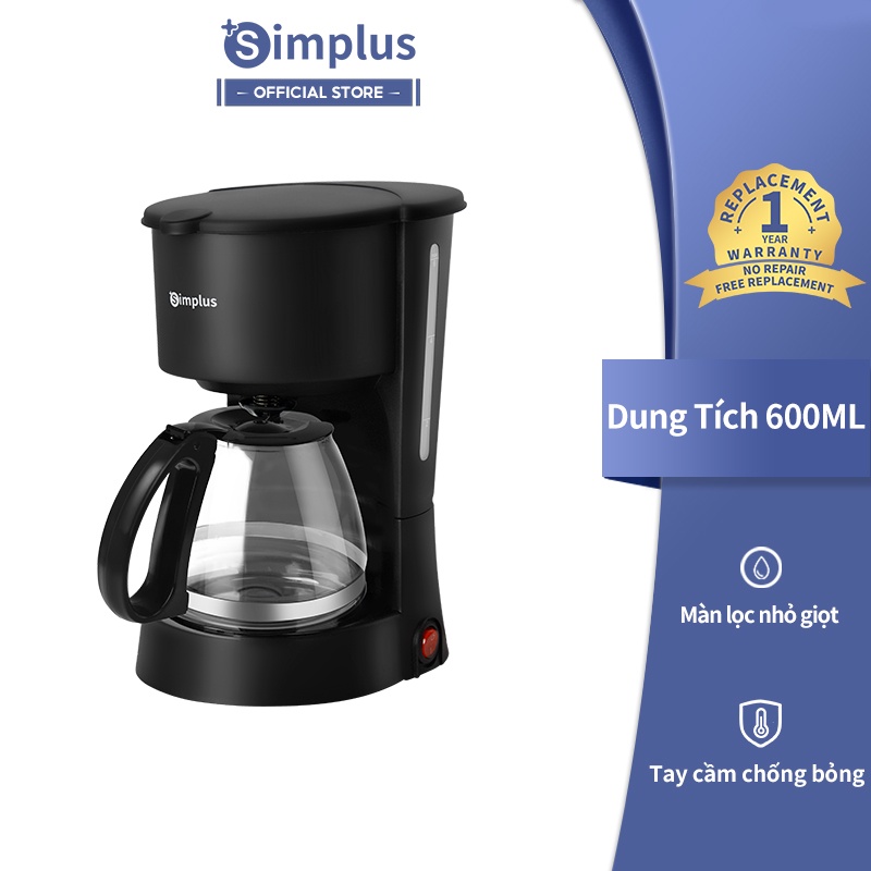 Máy pha cà phê simplus pha cà phê nhỏ giọt dung tích 600ml kfjh004