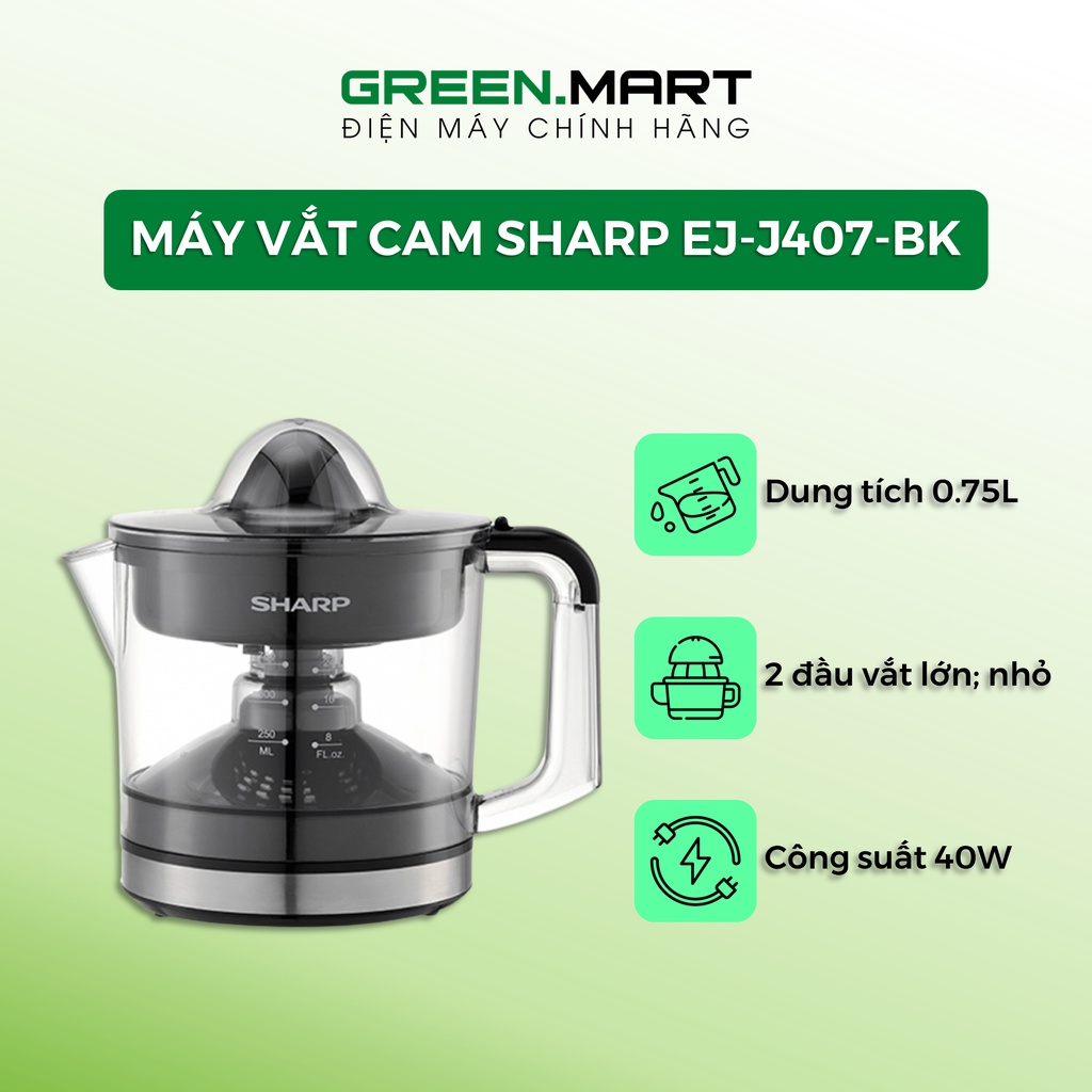 Mua Máy Vắt Cam Điện Tự Động Đảo Chiều Sharp EJ-J407-BK 0.75L 40W Cao ...