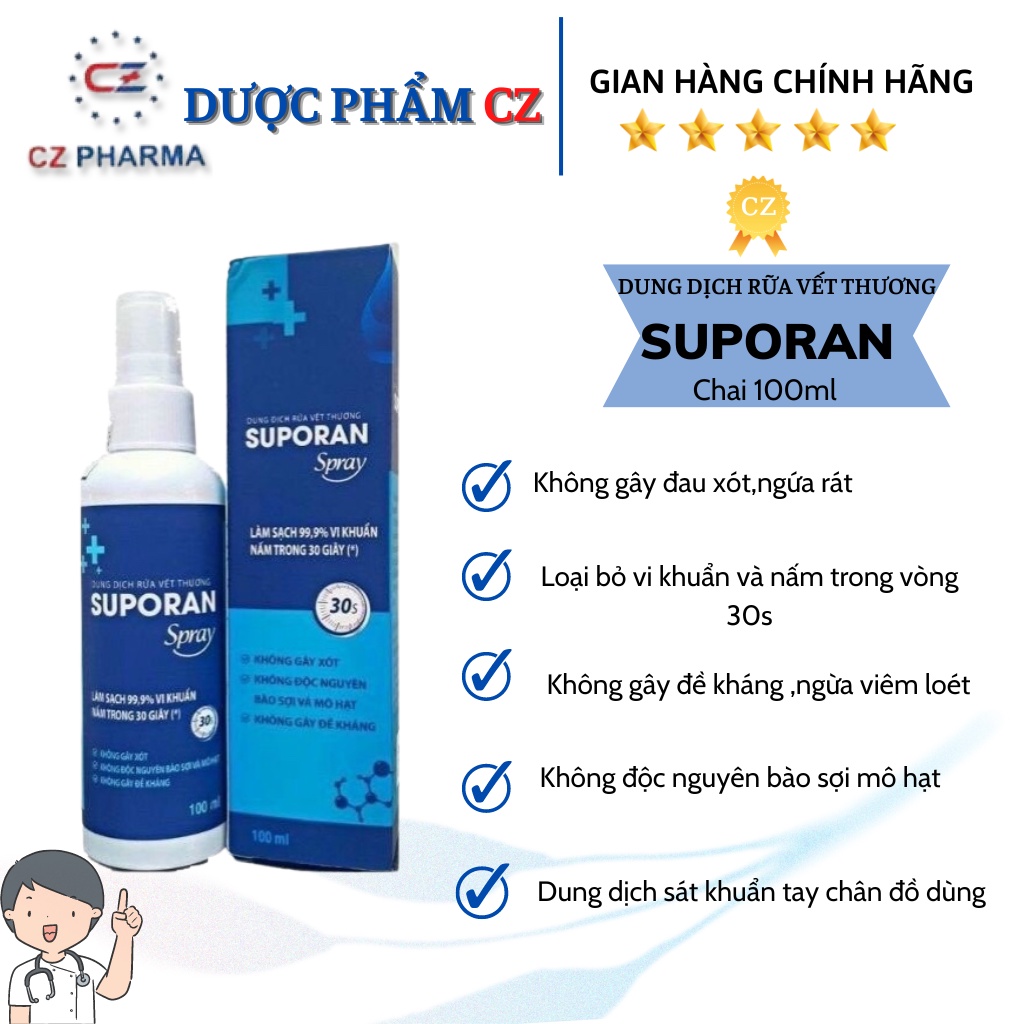 Dung dịch xịt sát khuẩn Suporan - Sát khuẩn vết thương, vết bỏng, vết ...