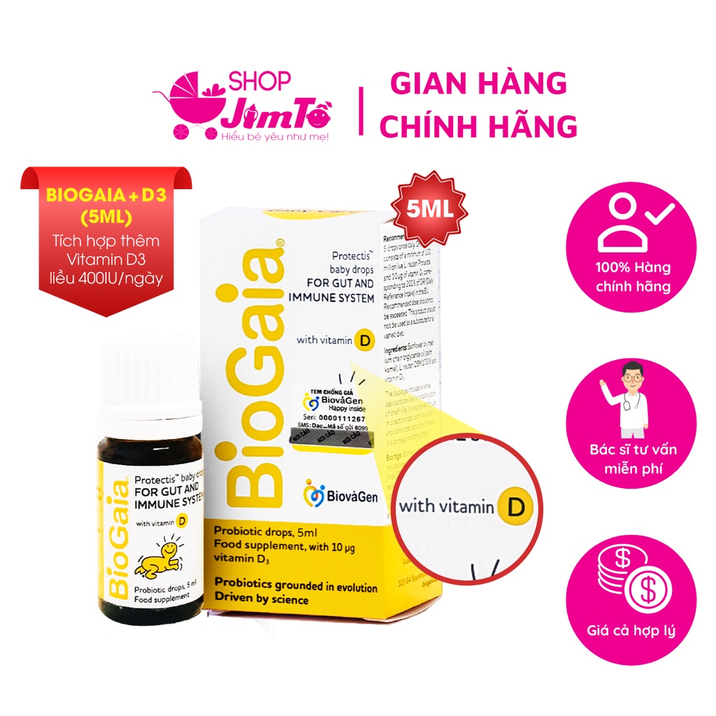 Mua Men vi sinh BioGaia Protectis + D3 nhập khẩu Hỗ Trợ Tiêu Hoá, Bổ ...