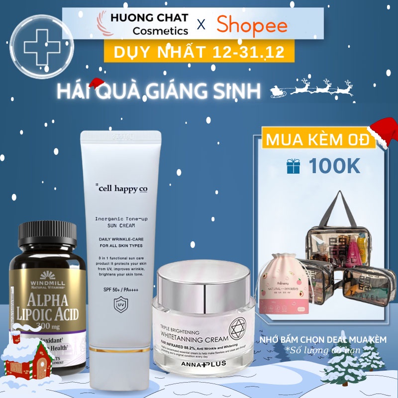 Bộ 3 dưỡng da (Kem Nám Kích Trắng Da Anna Plus 50ml + Kem Chống Nắng ...