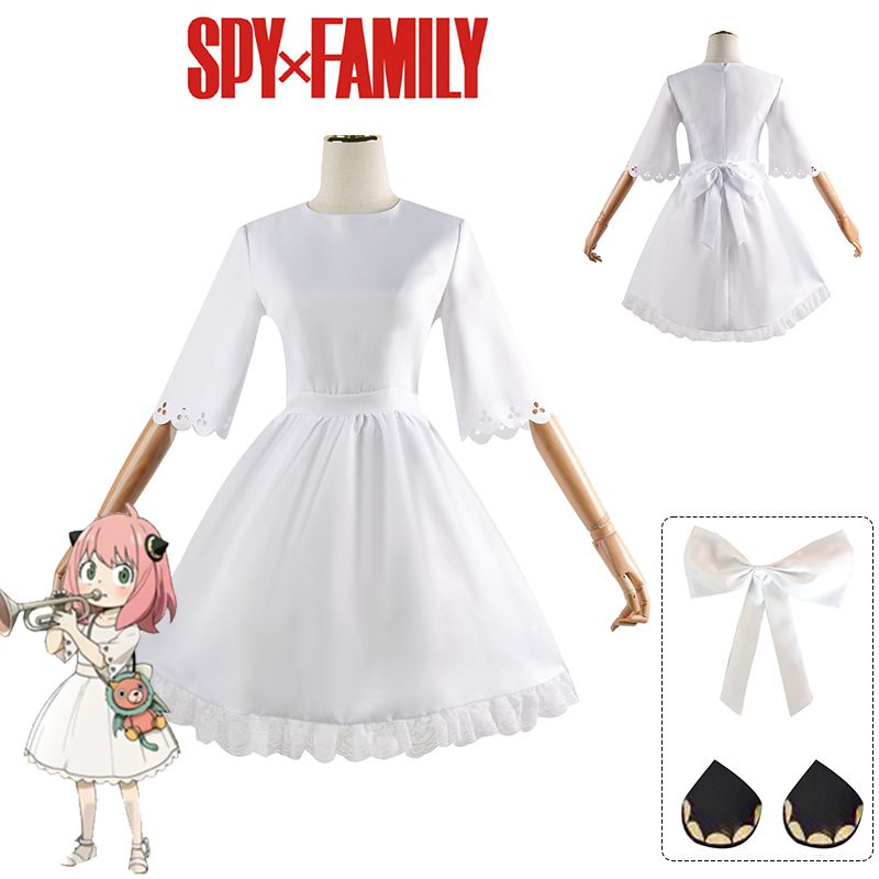 Halloween SPY×FAMILY Anya Forger Cosplay Costume White Dress Outfit ...