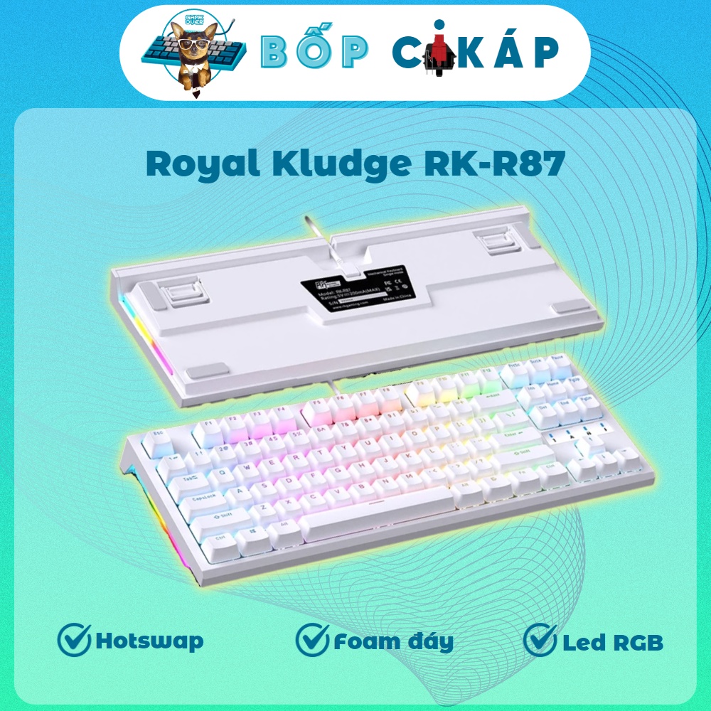 Bàn Phím Cơ Royal Kludge RK R87, LED RGB, RK Switch Keycap PBT Double Shot | Kit Buy