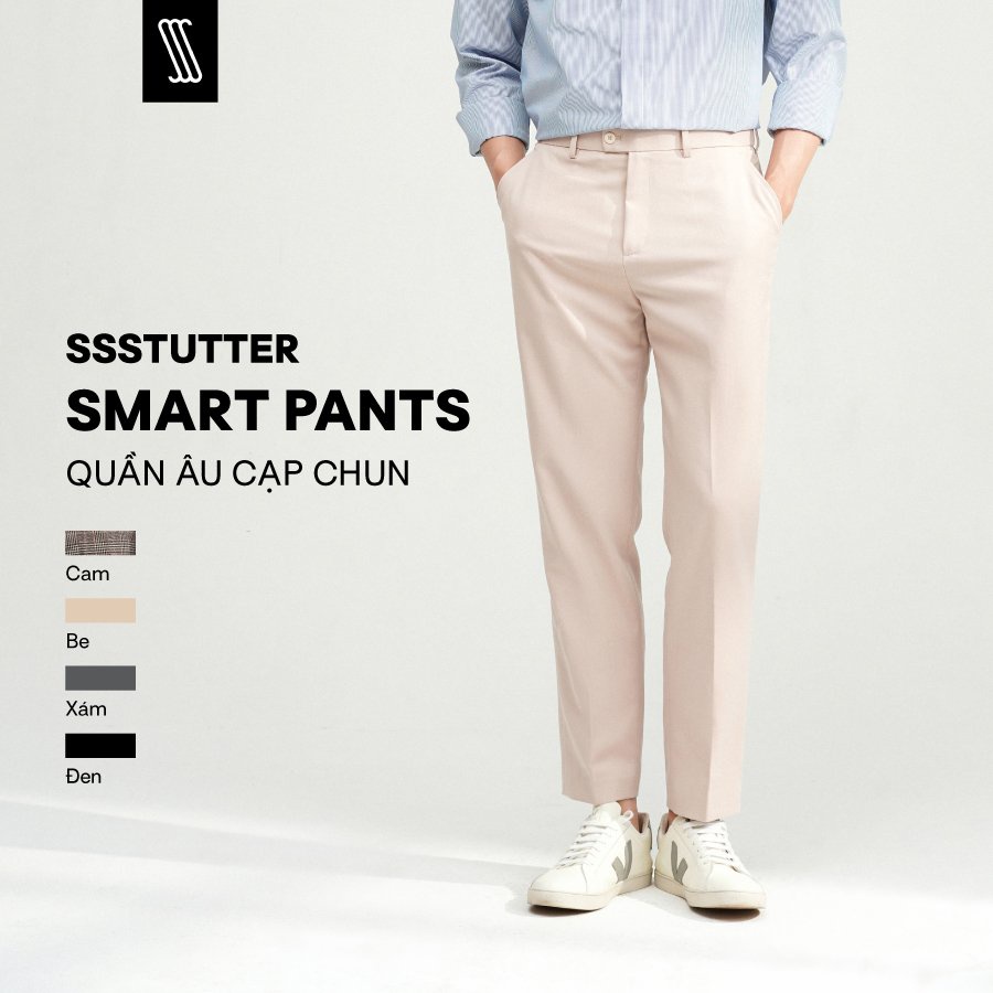 Quần âu nam cạp chun co giãn linh hoạt vòng bụng SSSTUTTER ống suông ...