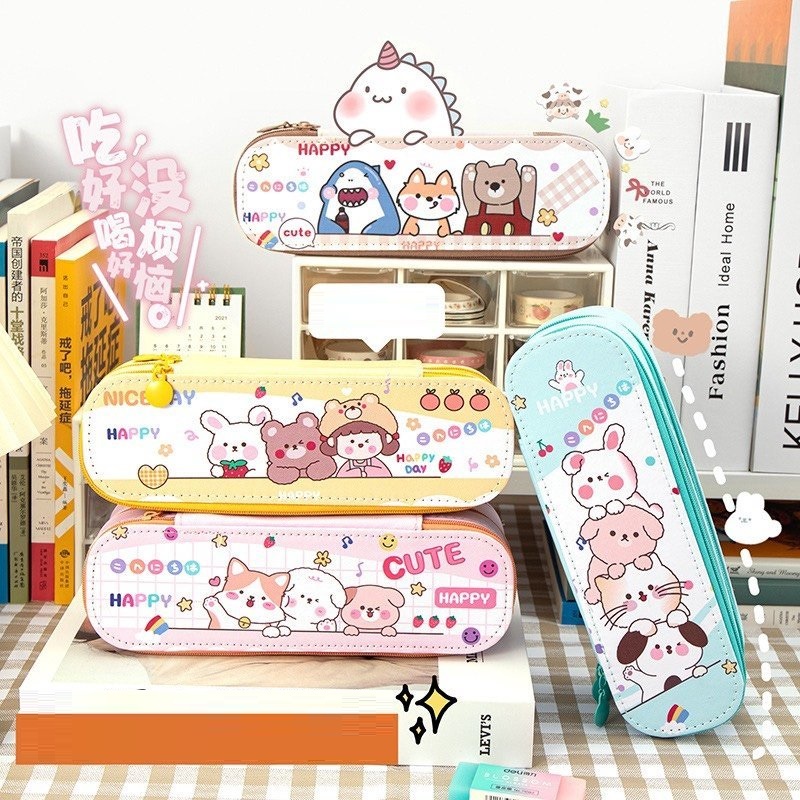 Hộp bút nhiều ngăn đa năng 1-2 tầng da PU cute cỡ lớn giá rẻ cho bé học ...