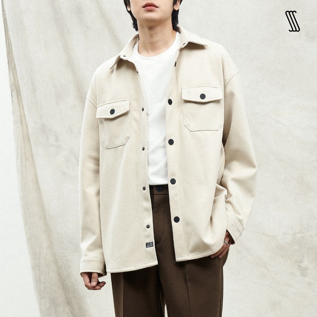 Áo khoác sơ mi nam SSSTUTTER cổ đức thêu logo túi ốp dạ ép OP SHIRT ...