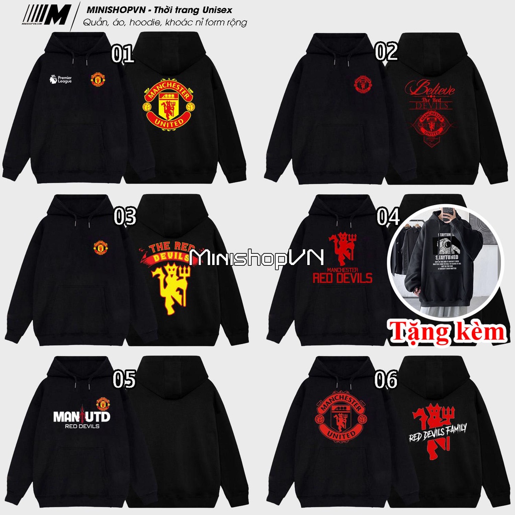 Áo khoác hoodie nam CLB Manchester United chất nỉ bông dày dáng rộng ...