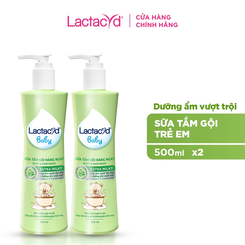 Bộ 2 chai Sữa Tắm Gội Trẻ Em Lactacyd Baby Extra Milky Làm Sạch Dịu Nhẹ ...