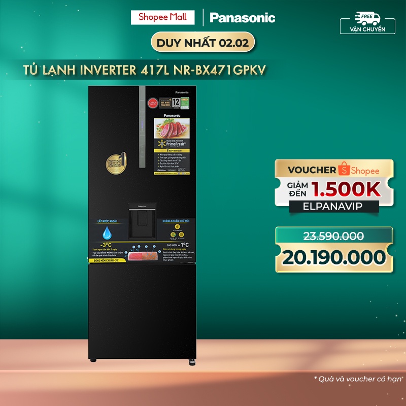 [TRẢ GÓP 0%]Tủ Lạnh 2 Cánh Panasonic 417 lít NR-BX471GPKV - Hàng Chính Hãng | Shopee Việt Nam