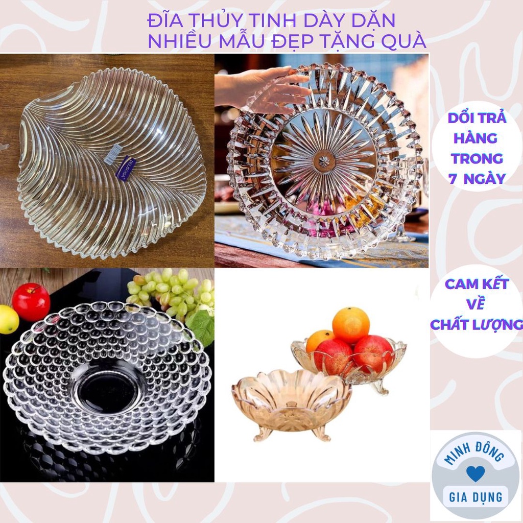 Đĩa thuỷ tinh hình chiếc lá kt 24x24cm đựng hoa quả bánh kẹo gồm nhiều ...