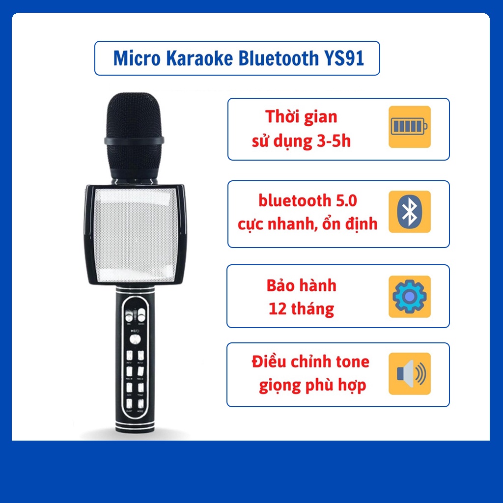 Micro karaoke bluetooth YS 91 chính hãng siêu hay, hút âm tốt, nâng ...