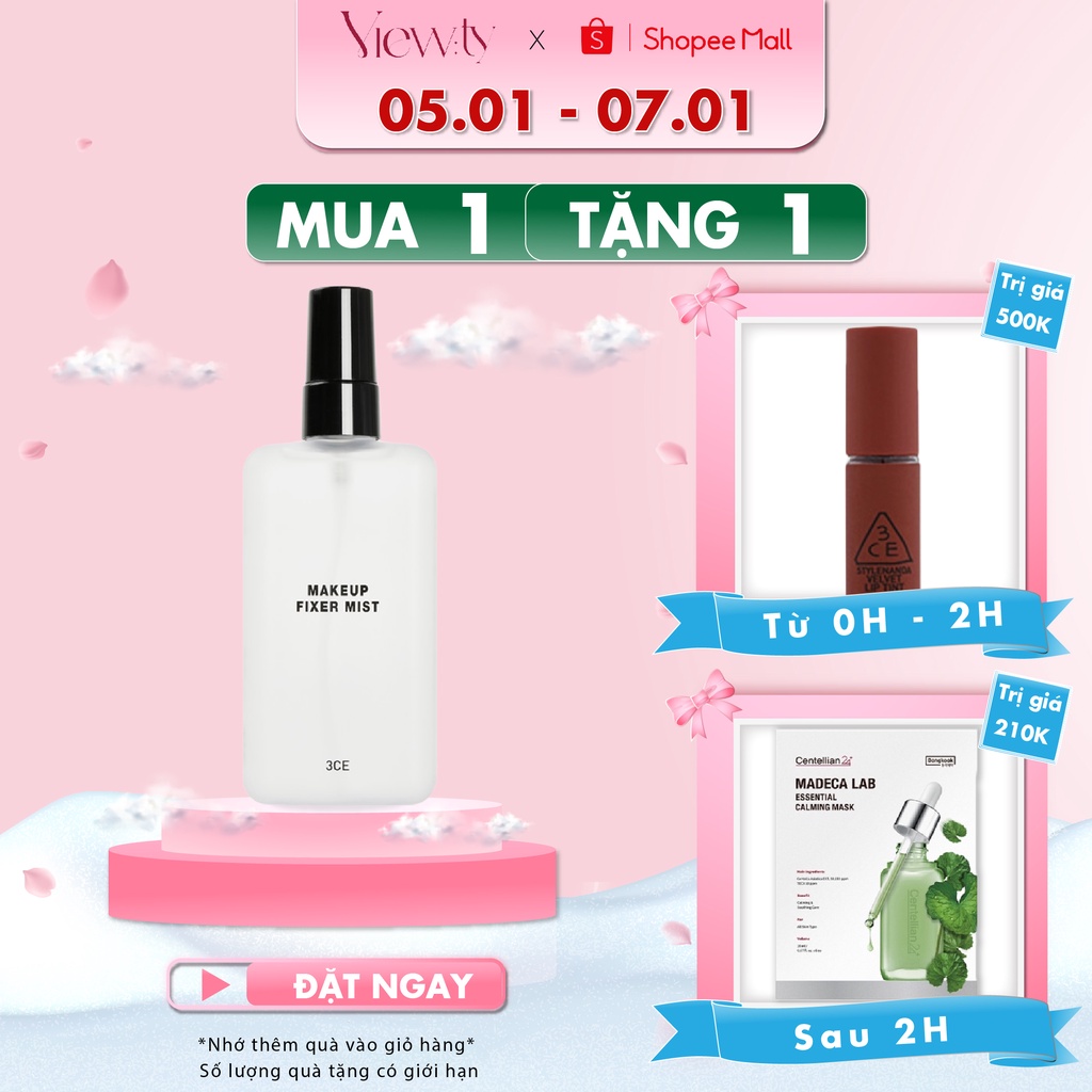 Xịt khoá nền không nhũ 3Ce Makeup Fixer Mist 100ML giữ lớp makeup bền suốt 24H | Shopee Việt Nam