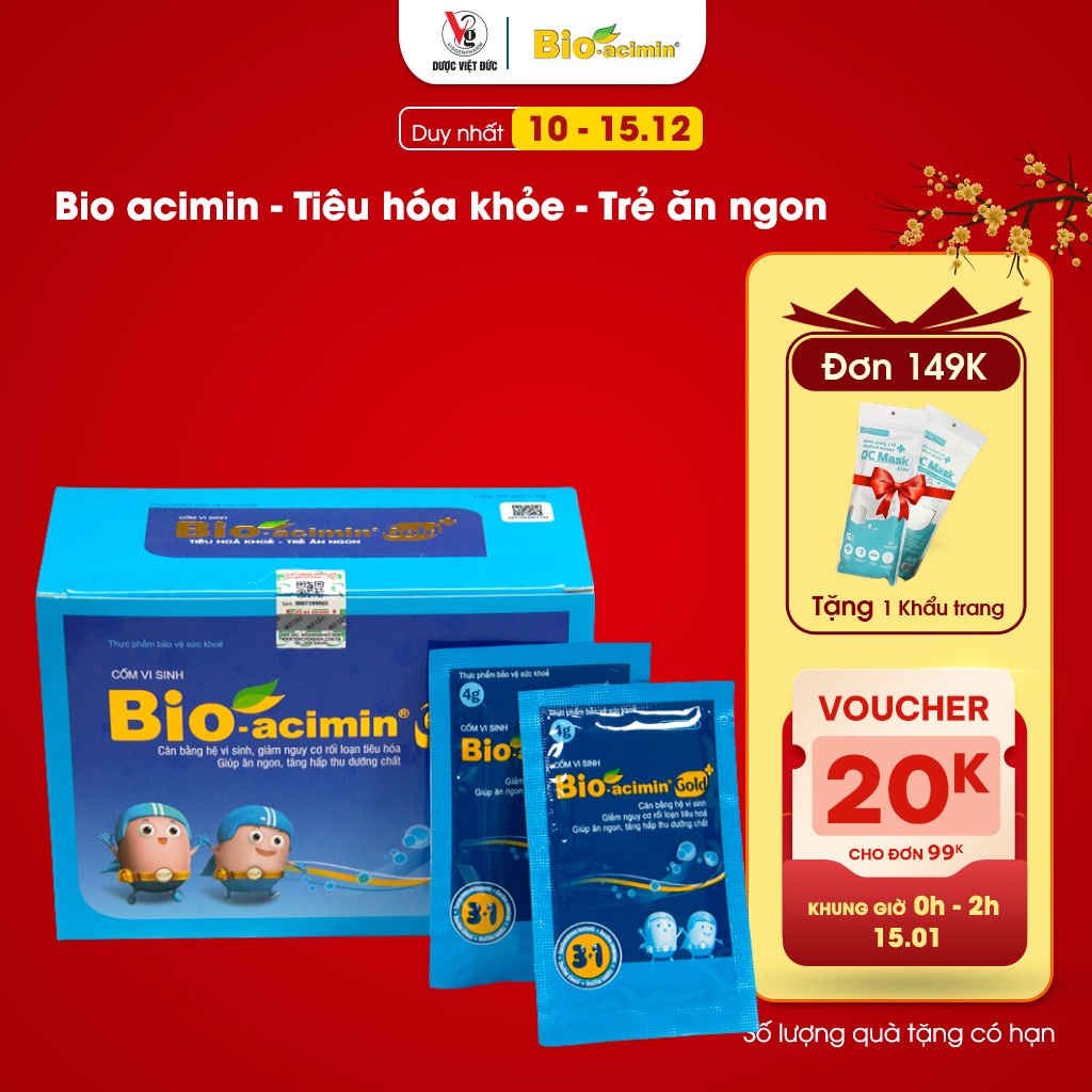 Cốm vi sinh Bio acimin Gold hỗ trợ trẻ ăn ngon tự nhiên bổ sung vi chất ...