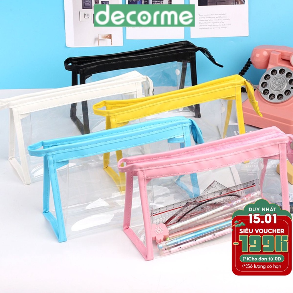 Hộp bút DecorMe túi bút trong suốt bản to hộp đựng bút bóp viết in hình ...
