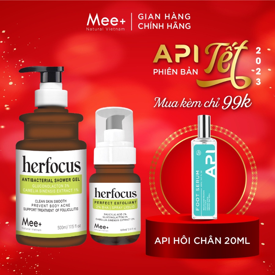 Xịt viêm nang lông HERFOCUS 100ml Sữa tắm viêm nang lông HERFOCUS 500ml ...