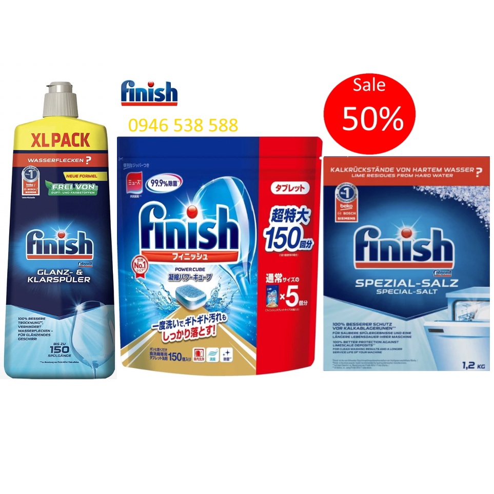 Combo Muối rửa bát Finish 15kg 120 Viên rửa bát Finish All in 1 ...
