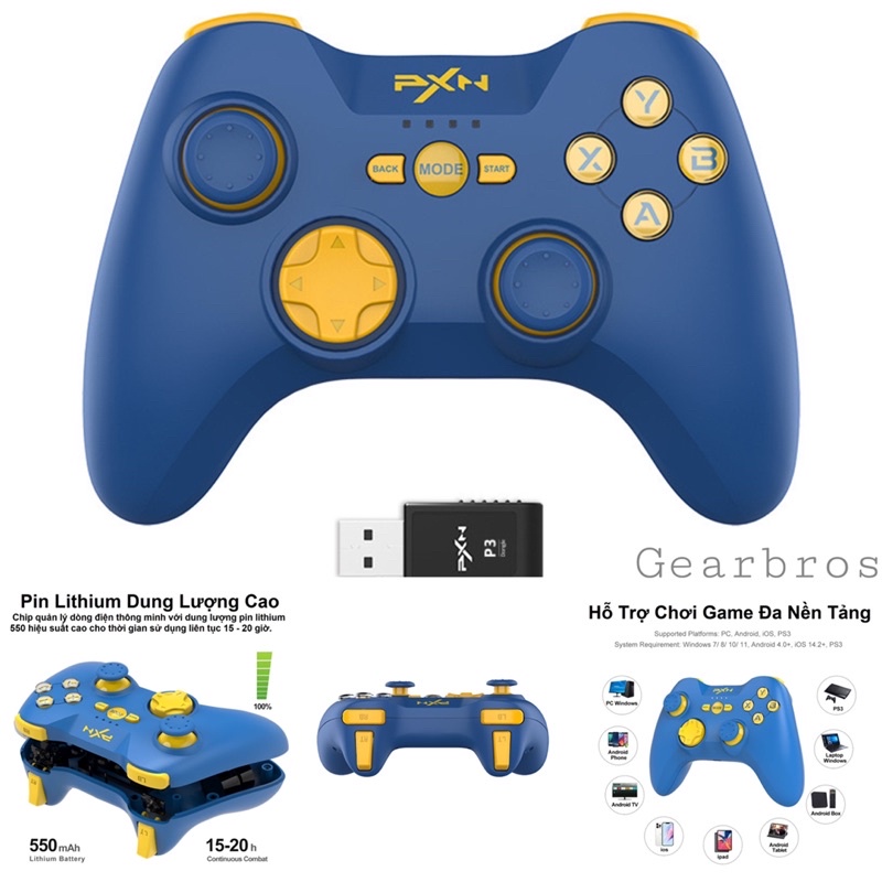 Tay Cầm Chơi Game Không Dây PXN P3 Blue Cho PC/PS3/Android/iOS ...