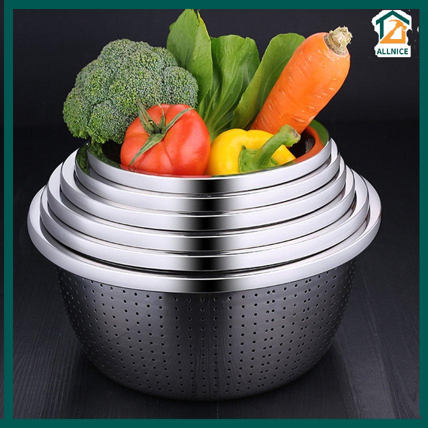 Mua 【NICE】26cm Bộ thau rổ inox 304 vo gạo, rửa rau củ quả tiện lợi ...