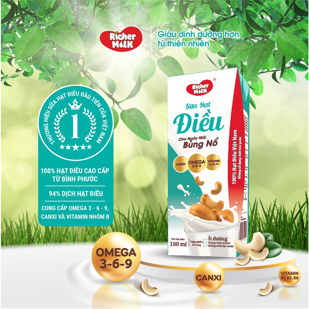 Sữa hạt điều Richer Milk 180ml | Shopee Việt Nam
