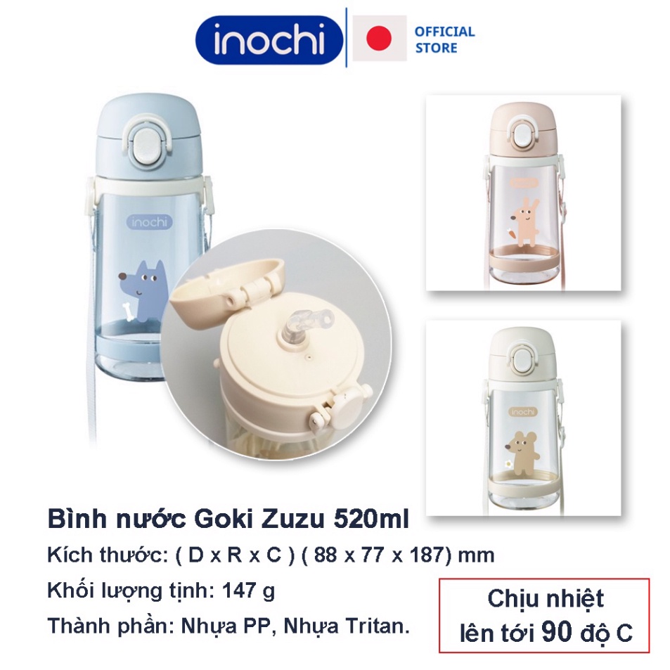 Mua Bình nước Cho bé inochi vật liệu nhựa nguyên sinh diệt khuẩn chống ...