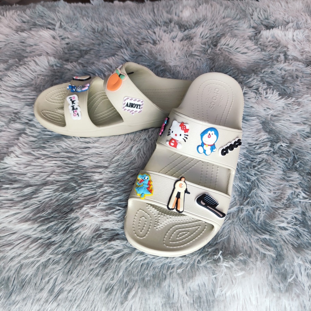 Mua Dép lê 2 quai cho nam và nữ, dép crocs chính hãng, màu trắng gạo ...