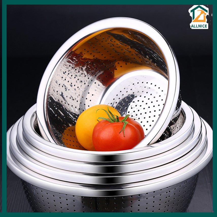 Mua 【NICE】26cm Bộ thau rổ inox 304 vo gạo, rửa rau củ quả tiện lợi ...