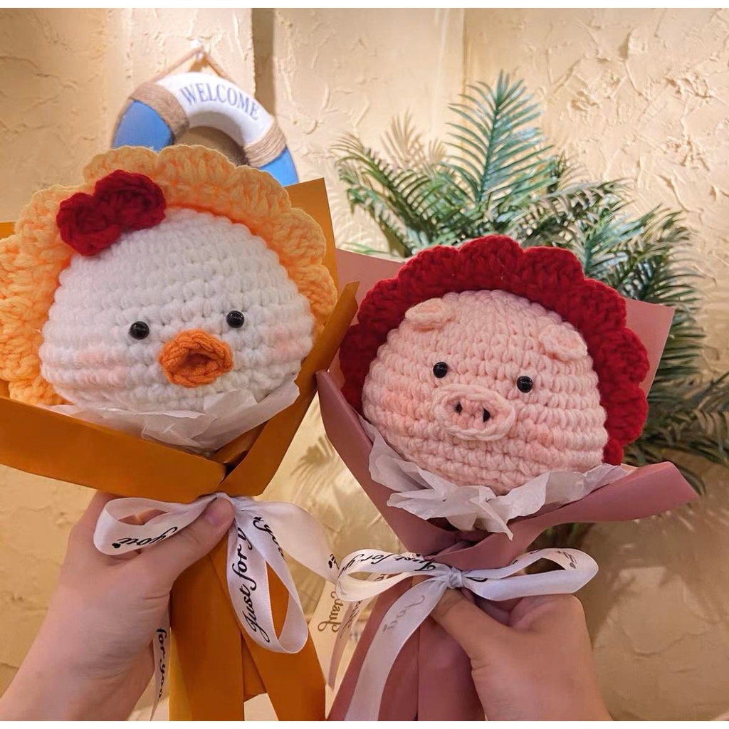 (ẢNH THẬT) Bó Hoa Heo Len Đầu Thú Size Đại - Hoa len Đầu Heo - Bó Hoa ...