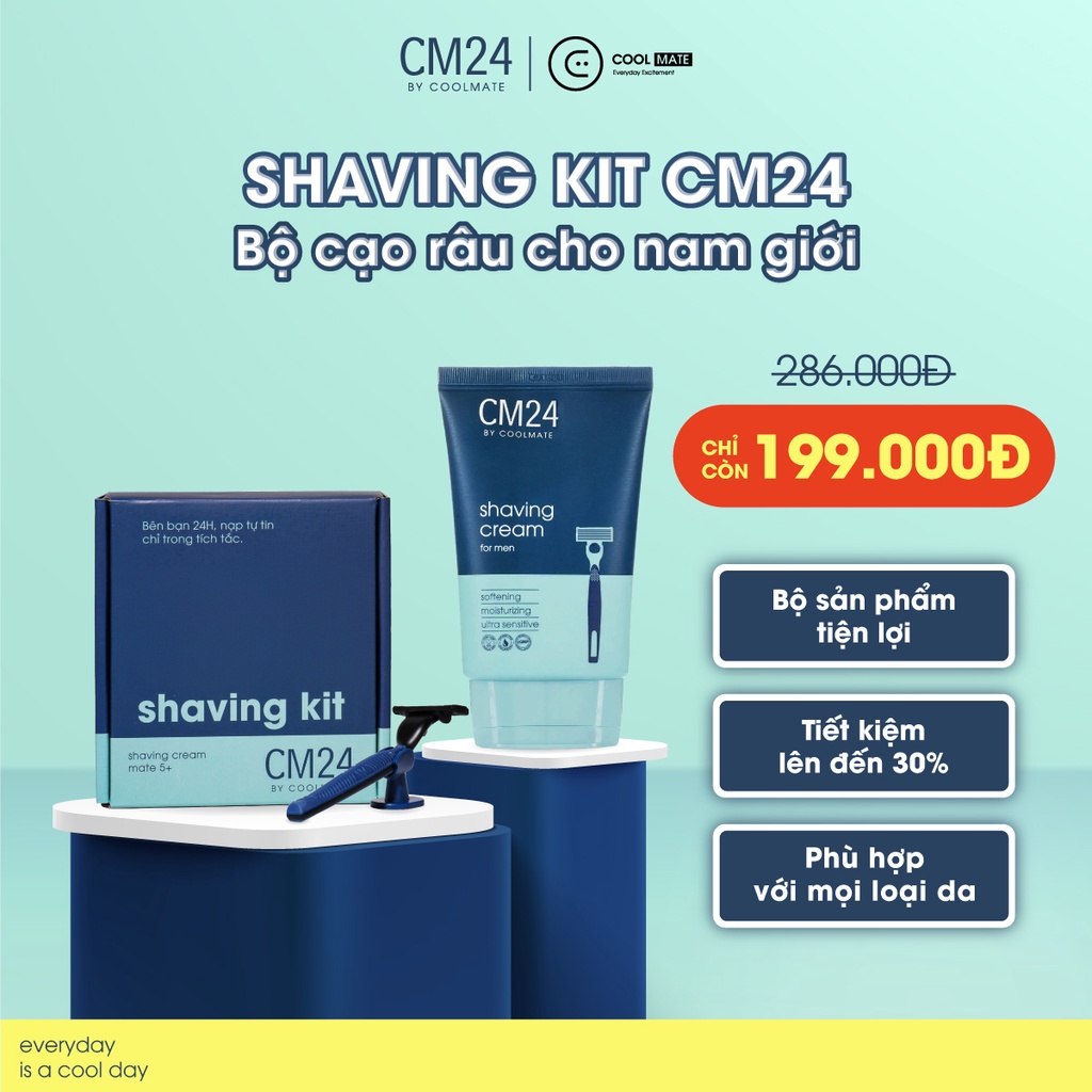 Mua Bộ cạo râu Shaving Kit cho nam (tay cầm kim loại + dao cạo + kem ...