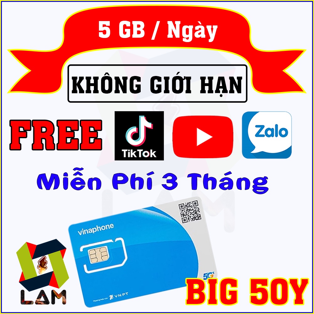 Sim 4G Vinaphone BIG50Y D89Y - Tỷ Gb Xem YOUTUBETIK TOKZALO trọn gói 1 năm KHÔNG NẠP TIỀN 5GB ...