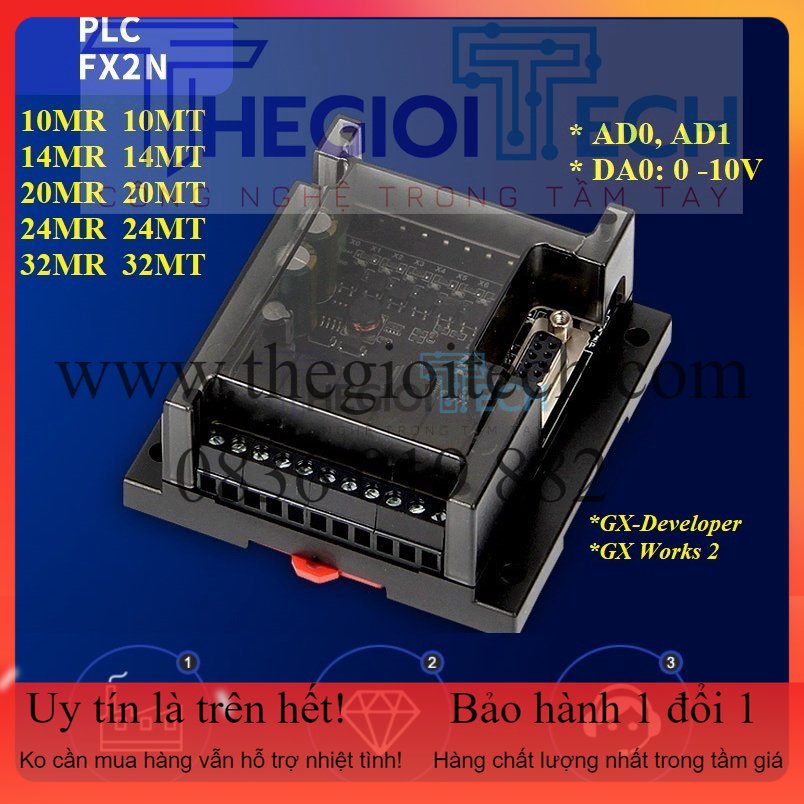 Bộ điều khiển lập trình PLC FX2N Mitsubishi có 2 AD 12 bit, DA 0-10V, 4 ...