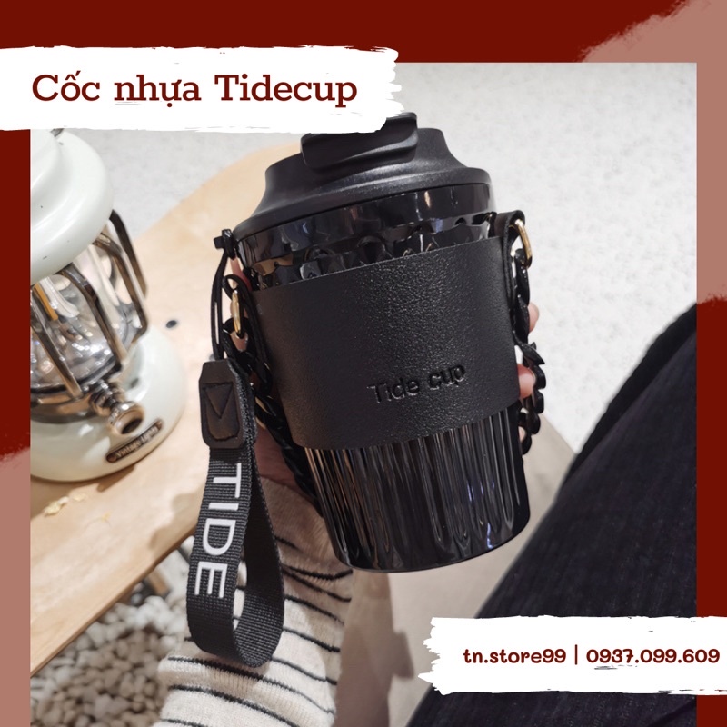 Mua Cốc nhựa/ ly nhựa đựng nước Tide Cup có nắp và bao da, dây đeo đi ...