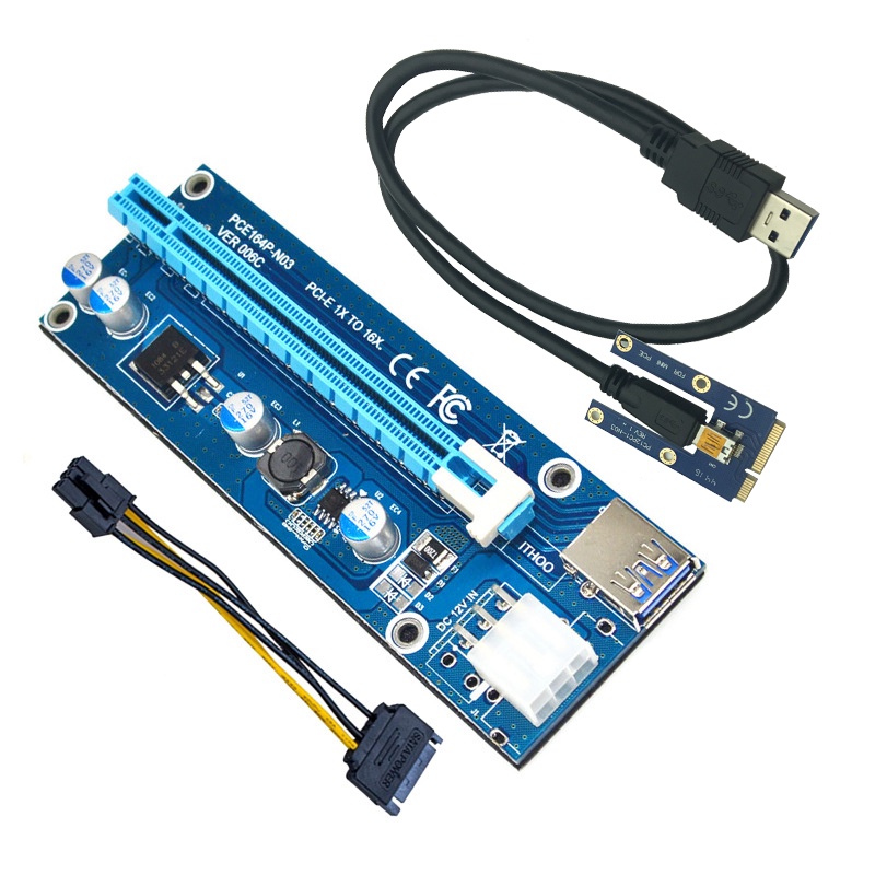 Mini Pci-E To Pci Express Extender Riser Card Pcie 1x Đến 16x Khe Cắm Usb3.0 Cáp Dữ Liệu Sata ...