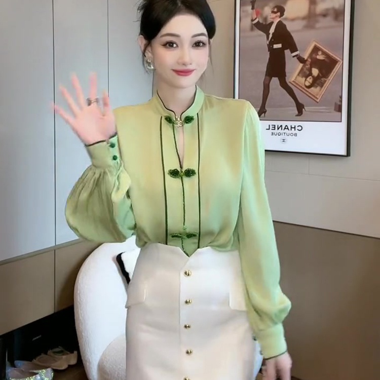 Mua Áo Sơ Mi Cài Nút Màu Xanh Lá Cây Nhỏ Siêu Đẹp Phong Cách Công ...