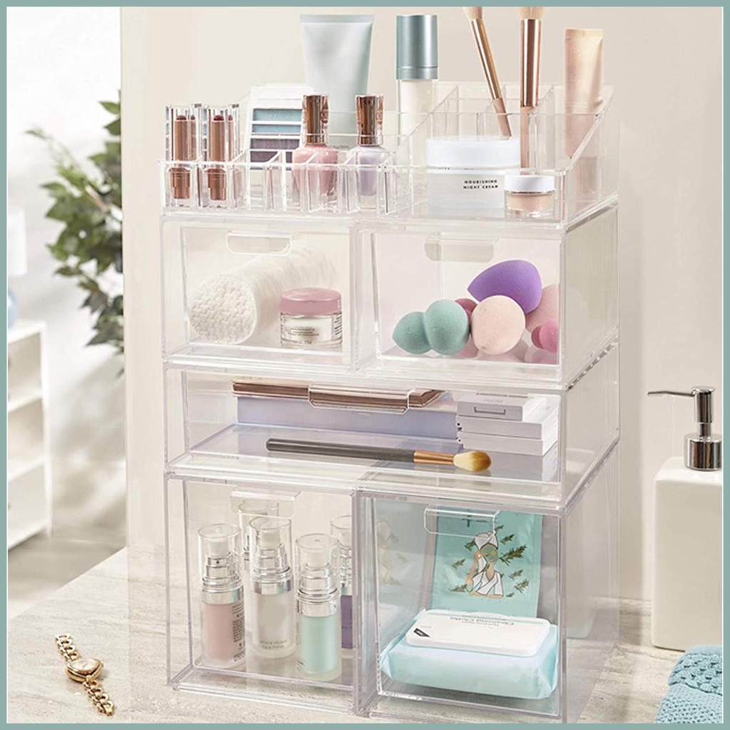 Bộ tổ chức trang điểm cho vanity 2 cái clear vanity makeup organizer ...