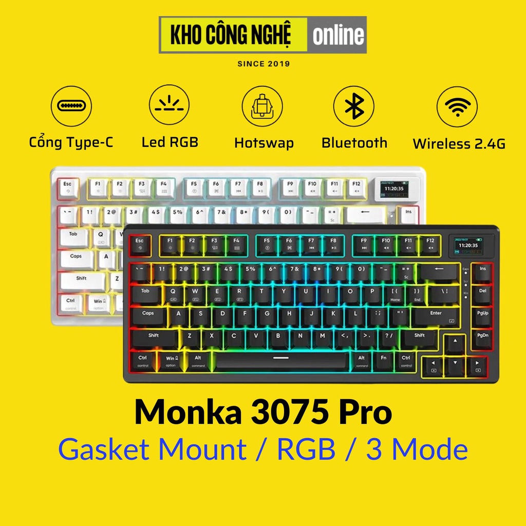 Mua Monka 3075 Pro - Bàn phím cơ Monka 3075 Pro Mạch Xuôi, Led RGB, Kết ...