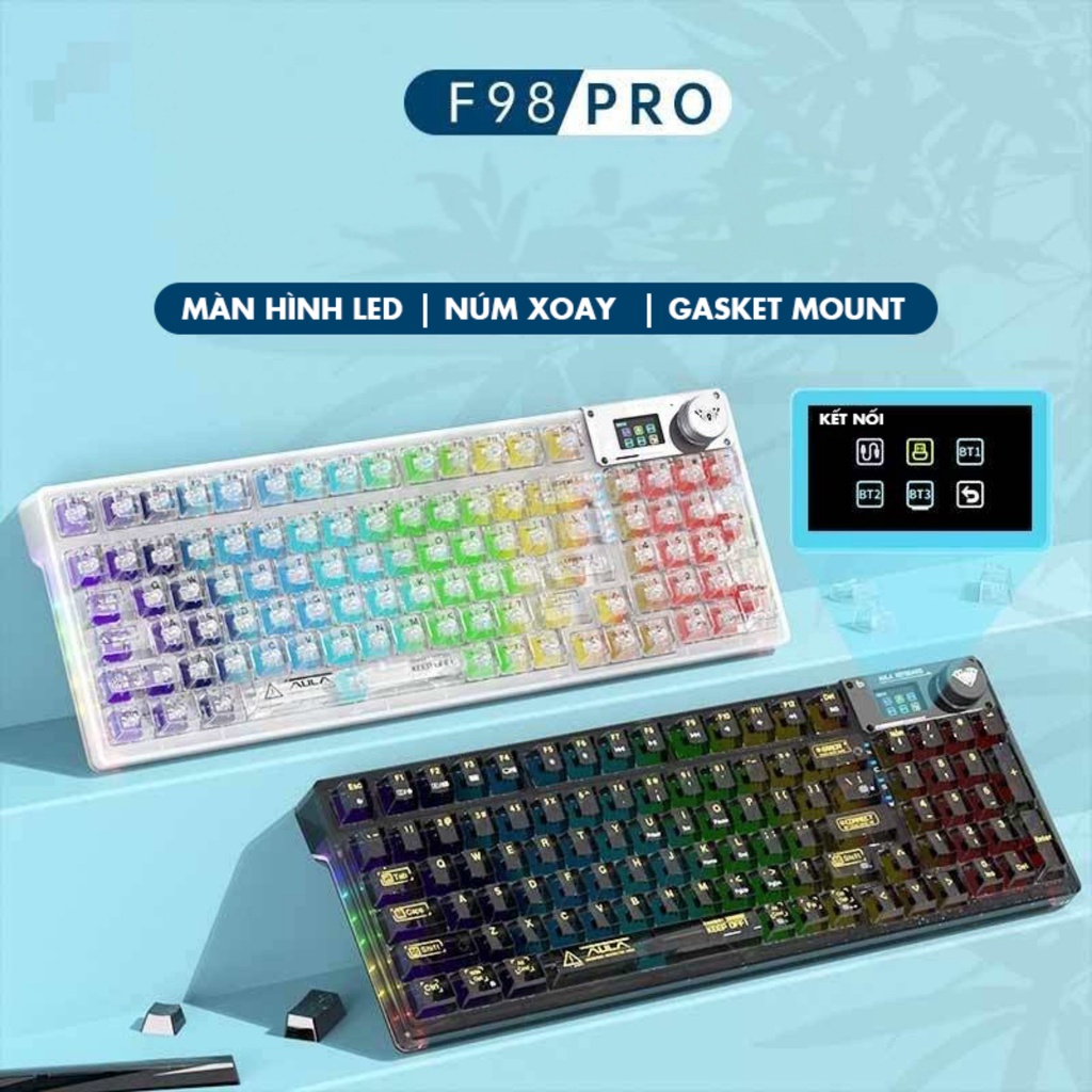 Bàn phím cơ Aula F98 Pro Màn hình led tùy chỉnh led RGB vỏ trong suốt 3 ...