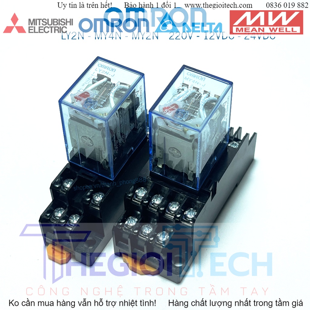 Rơ Le Trung Gian 8 Chân 14 Chân Relay MY4N LY2N 220V 24VDC - Rơle 14 Chân 220V