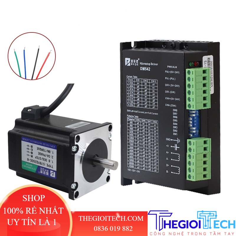 Động Cơ Bước 57BYG250H Nema 23 ô-men Xoắn 2.8Nm, Hai Pha, Đường Kính ...