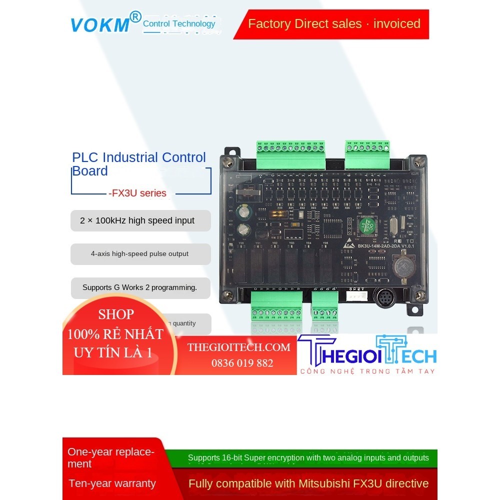 Bộ Điều Khiển Lập Trình Yukong PLC FX3U-85MT (R) 2AD-2DA Xung 4 Trục ...