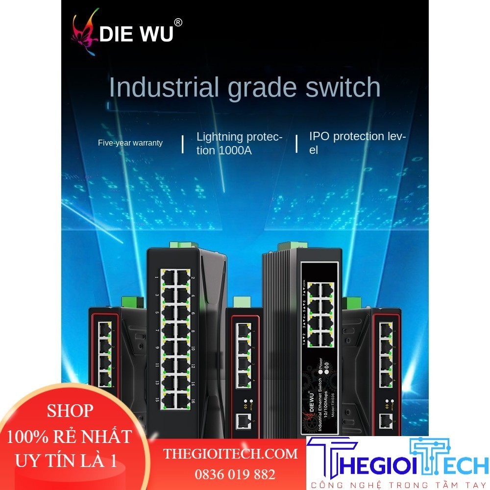 Công Tắc Công Nghiệp DIEWU 5 Cổng 8 Cổng 16 Cổng Loại Ray Chịu Nhiệt Độ ...