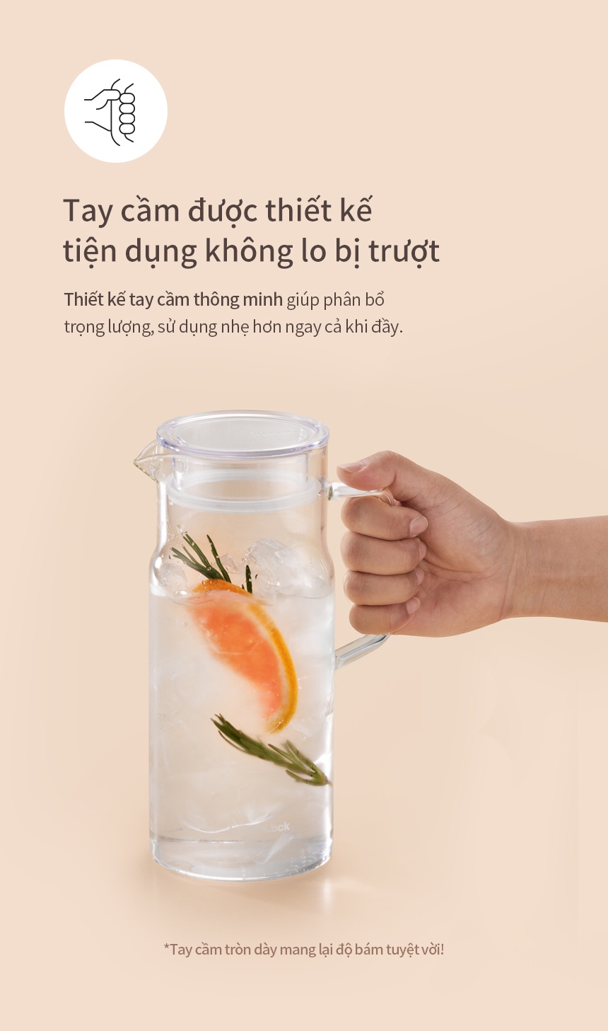 Bình nước thủy tinh chịu nhiệt Borosilicate Lock&Lock Metro Glass Jug 1 ...