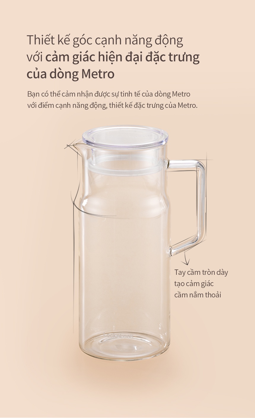 Bình nước thủy tinh chịu nhiệt Borosilicate Lock&Lock Metro Glass Jug 1 ...