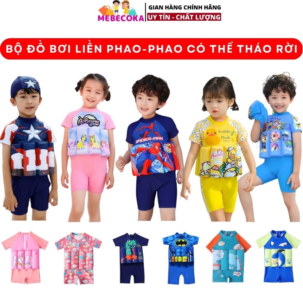 Đồ bơi trẻ em ,áo bơi LIỀN PHAO tự nổi ,bộ liền có phao cho bé trai ...