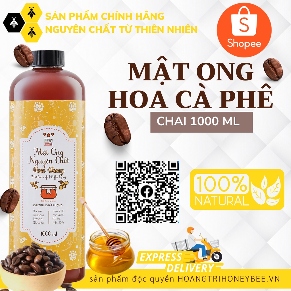 Mua Mật ong nguyên chất - mật ong hoa cà phê - mật ong hoàng trí honey bee ( 500ml - 1000ml ...