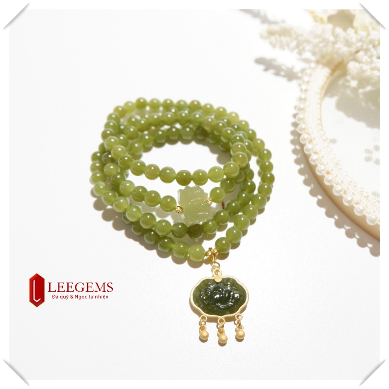 Mua CHUỖI VÒNG TAY NGỌC HOÀ ĐIỀN ĐEO QUẤN 03 VÒNG MIX CHARM SEN THANH ...